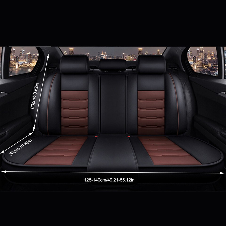 Car Seat Cover PU Leather Front Seat Cover Rear Split Bench Seat Cover ...