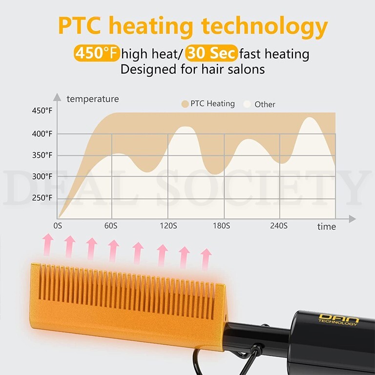 Electric Ceramic pressing Small Hot Comb for thick coarse hair 450℉ Lot ...