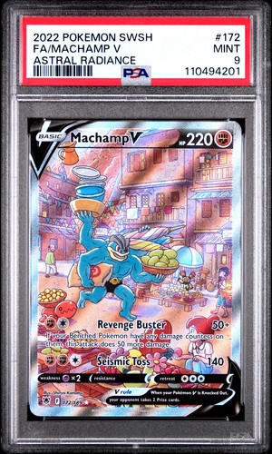 2022 POKEMON ASTRAL RADIANCE MACHAMP V #172 FULL ART PSA 9 MINT ...