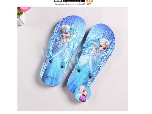 Frozen Elsa Anna Girls flip flop beach thongs sandals multicolour sizes ...