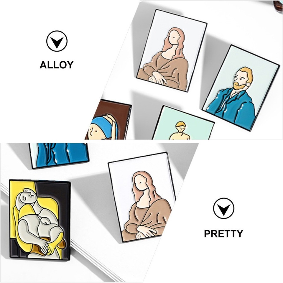 5pcs Oil Painting Enamel Pin Art Artist Breastpin Cartoon Character ...