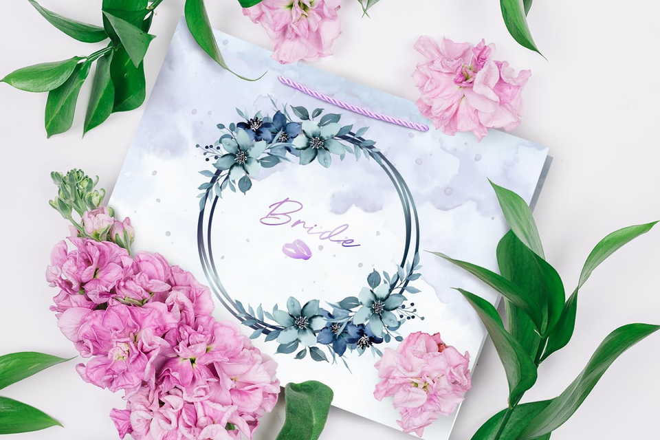 Wedding Gift Bag with Wrapping Tissue for Men Women 12.6" Bride ...