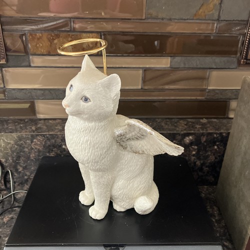 Lenox White Cat Porcelain Face Of An Angel Figurine With Wings & Halo ...