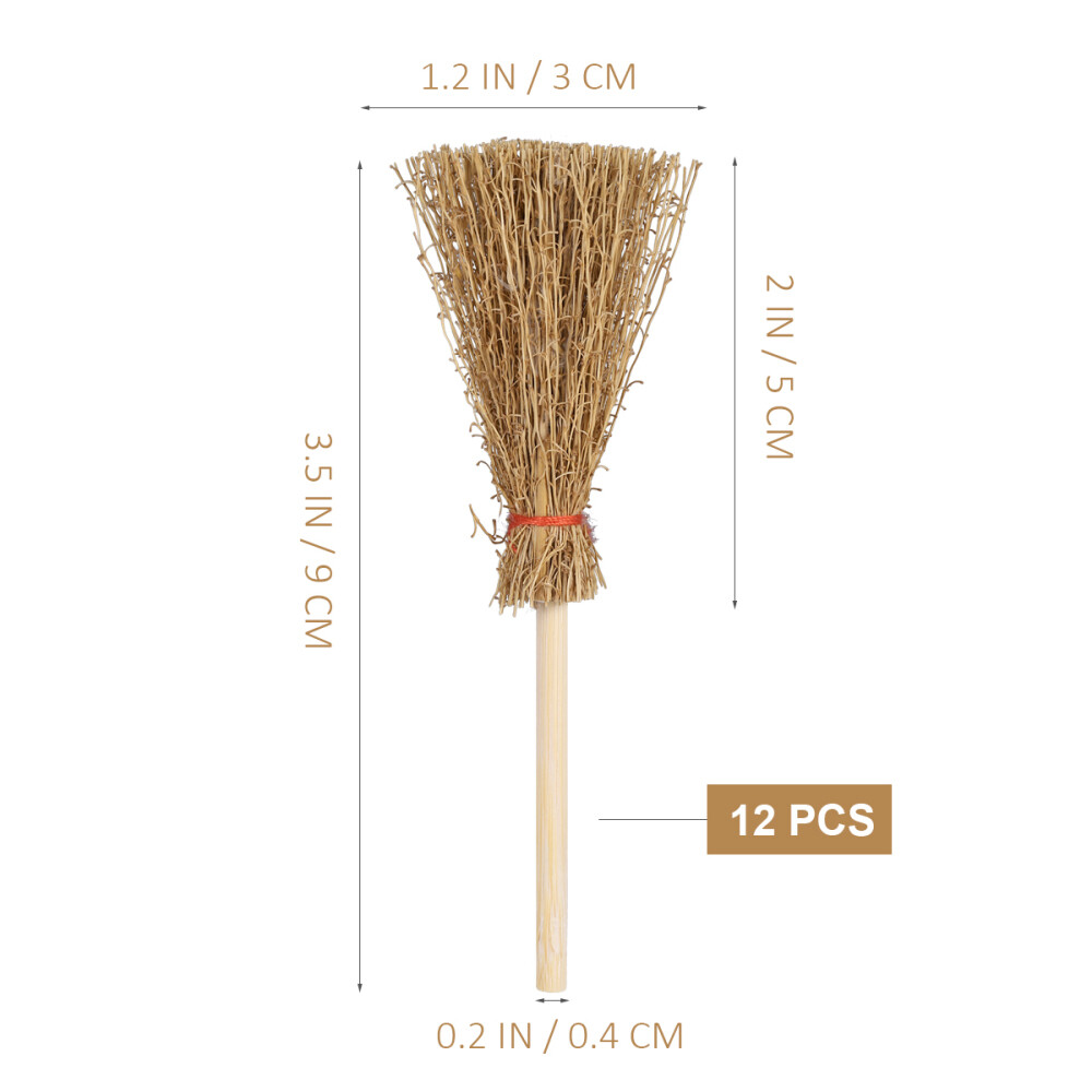 12PCS doll house mini broom ornament miniature broom Broom for Witch ...