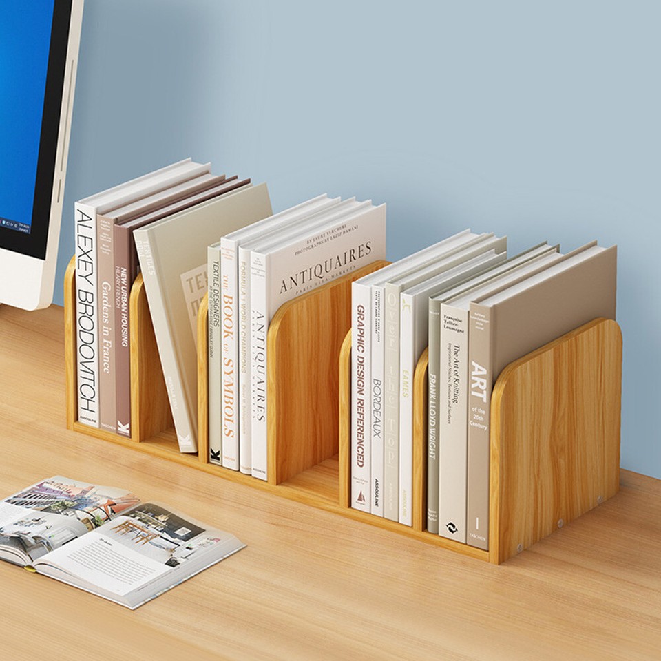 Wooden Desktop Bookshelf Books Rack Book Storage Holder Shelf Bookcase ...
