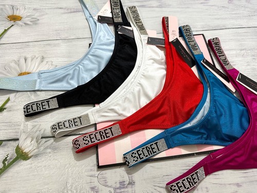 Victoria's Secret Shine Strap SWIM RHINESTONE THONG BIKINI BOTTOM | eBay