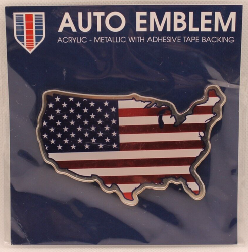 NEW WinCraft American USA Flag Map Auto Emblem Acrylic Metal w ...