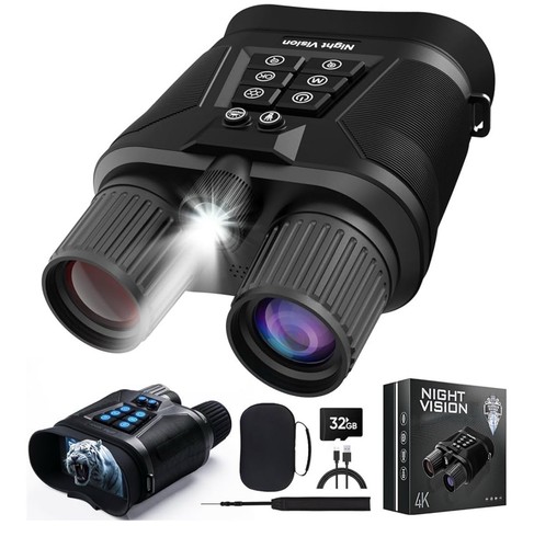 Night Vision 8x Zoom Binoculars 4K Video and Image Camera HD Screen ...