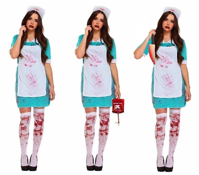 Adult ZOMBIE NURSE Ladies Costume Halloween Horror Scrub Womens Fancy ...