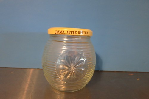 BAMA Vintage Apple Butter JAR Ribbed glass w Starbursts & Original Lid ...