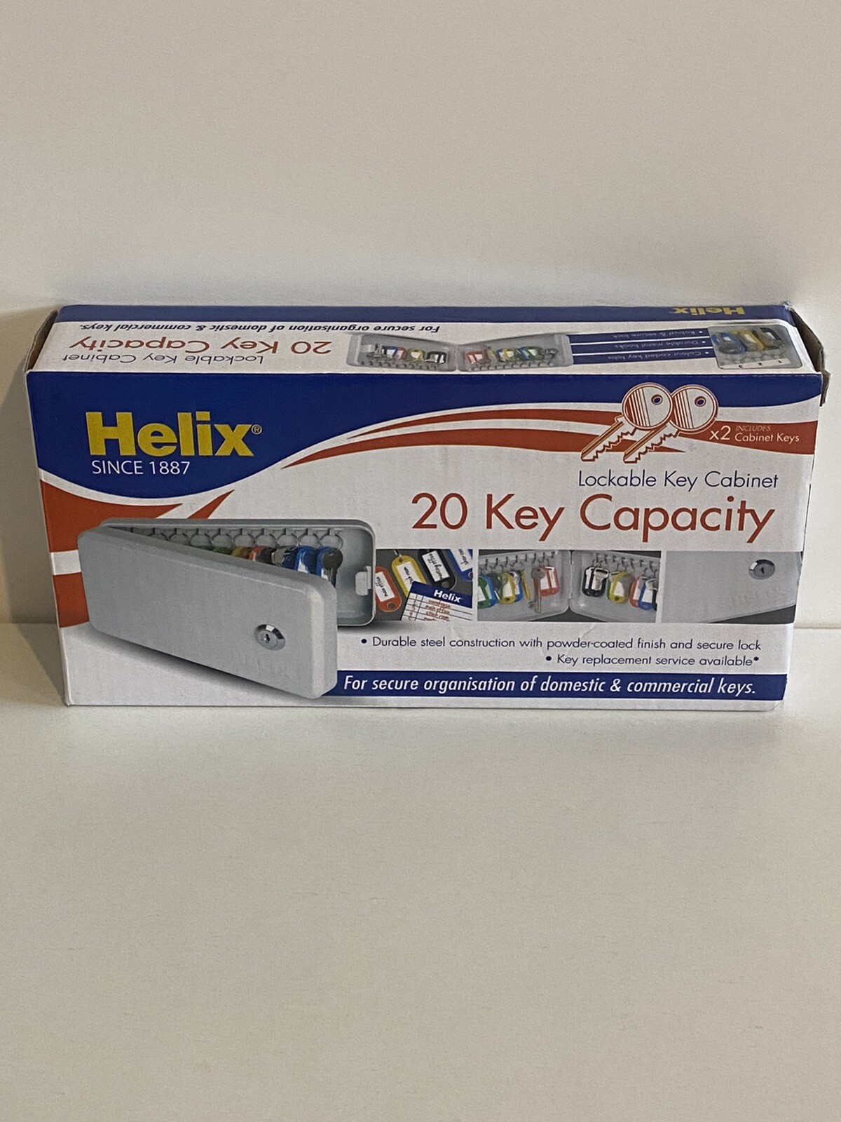 Helix 20 Key Capacity Lockable Key Cabinet - Includes 2 Cabinet Keys ...