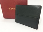 Super Good Condition Genuine Cartier Billfold Bifold Wallet Green ...