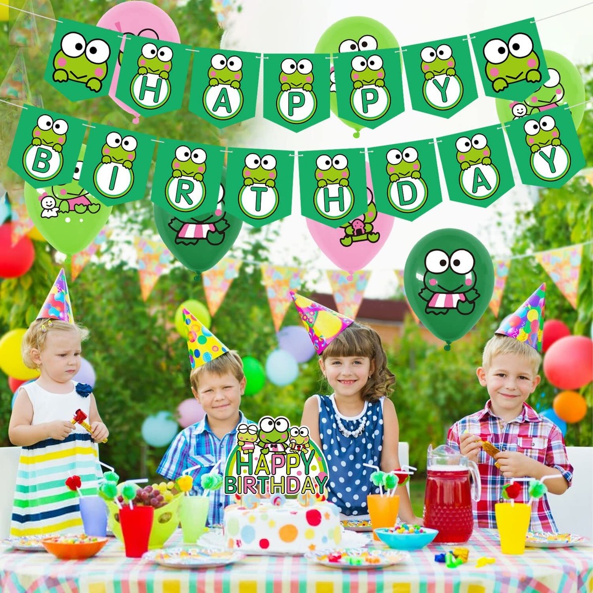 Sanrio Birthday Decorations 25Pcs Frog Of Keroppi Cupcake Toppers And ...