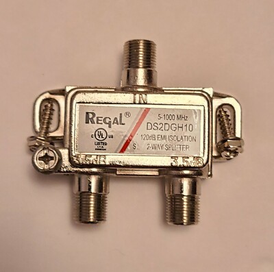 REGAL DS2DGH10 2-WAY SPLITTER 5-1000MHz, 120dB ISOLATION, NEW, Cable ...
