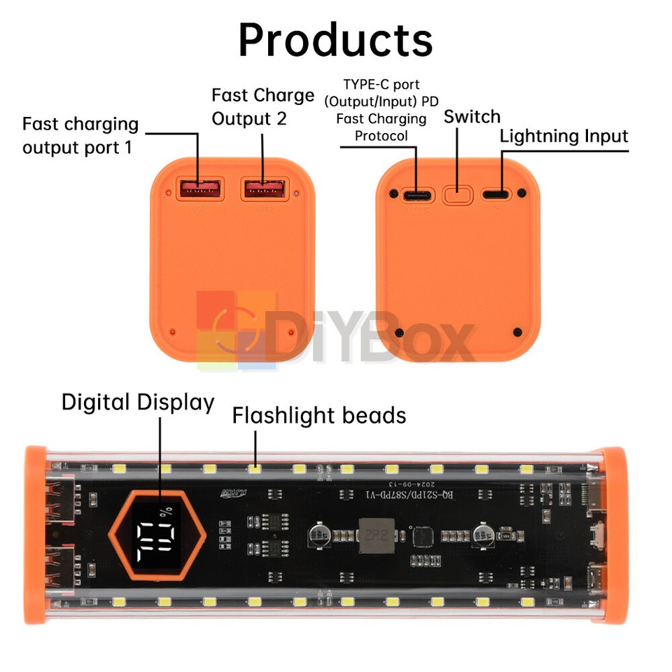 DIY Battery Case 8pcs 21700 Battery Box Fast Charging Mobile Power Bank ...