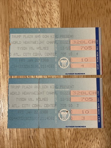 (2) 1/22/1988 Mike Tyson Vs Larry Holmes Ticket Stubs Ready for Grading ...