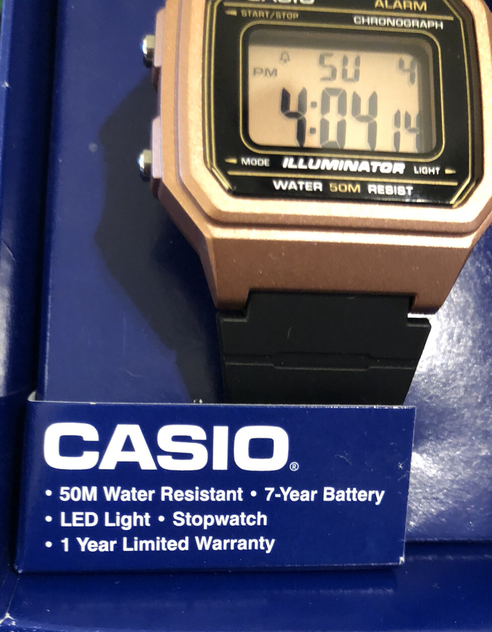 Casio W217hm-5av Men's Rose Gold Trim Resin Band 50m Alarm Chronograph ...