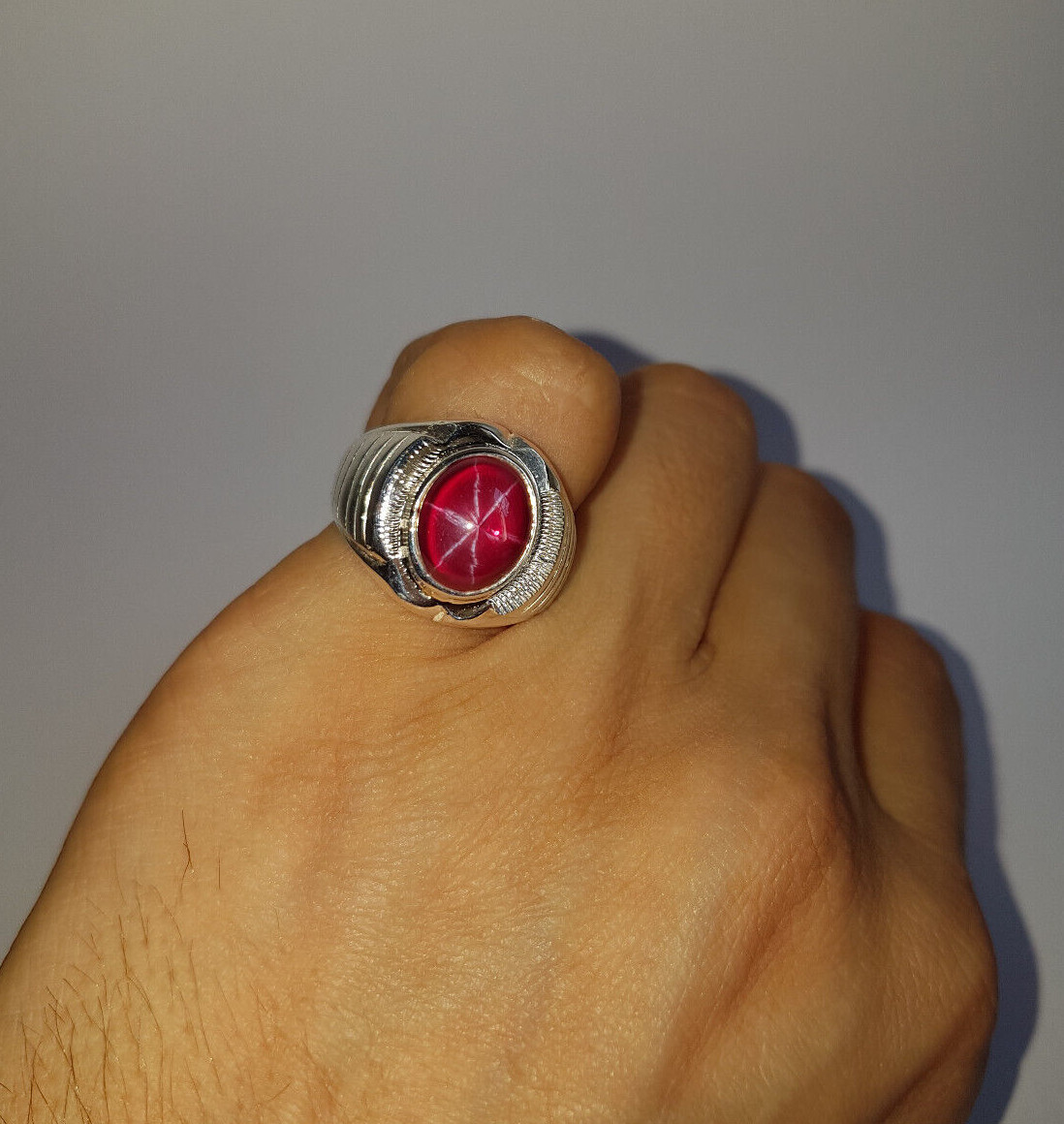 6 CT Natural Srilankan 6 Rays Star Ruby Stone Ring 925 Sterling Silver Menياقوت | eBay