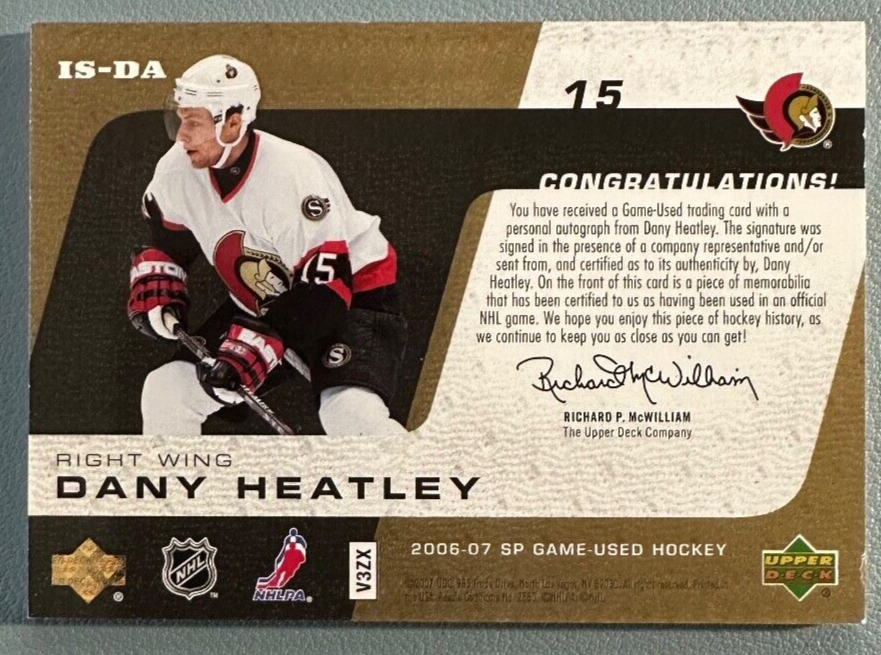 2006-07 SP Game Used Inked Sweaters Autograph Jersey Patch DANY HEATLEY ...
