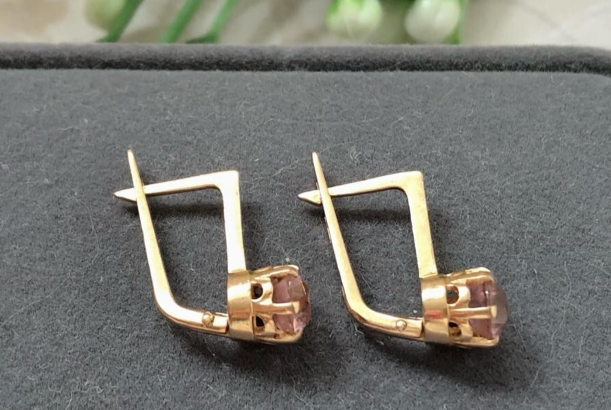 Vintage Earrings Gold 583 Sapphire 14K Jewelry Women USSR Russian ...