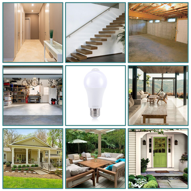 3Pack Motion Sensor LED Light Bulb 9W (90W Eq.) E27 E26 Bulbs Automatic ...