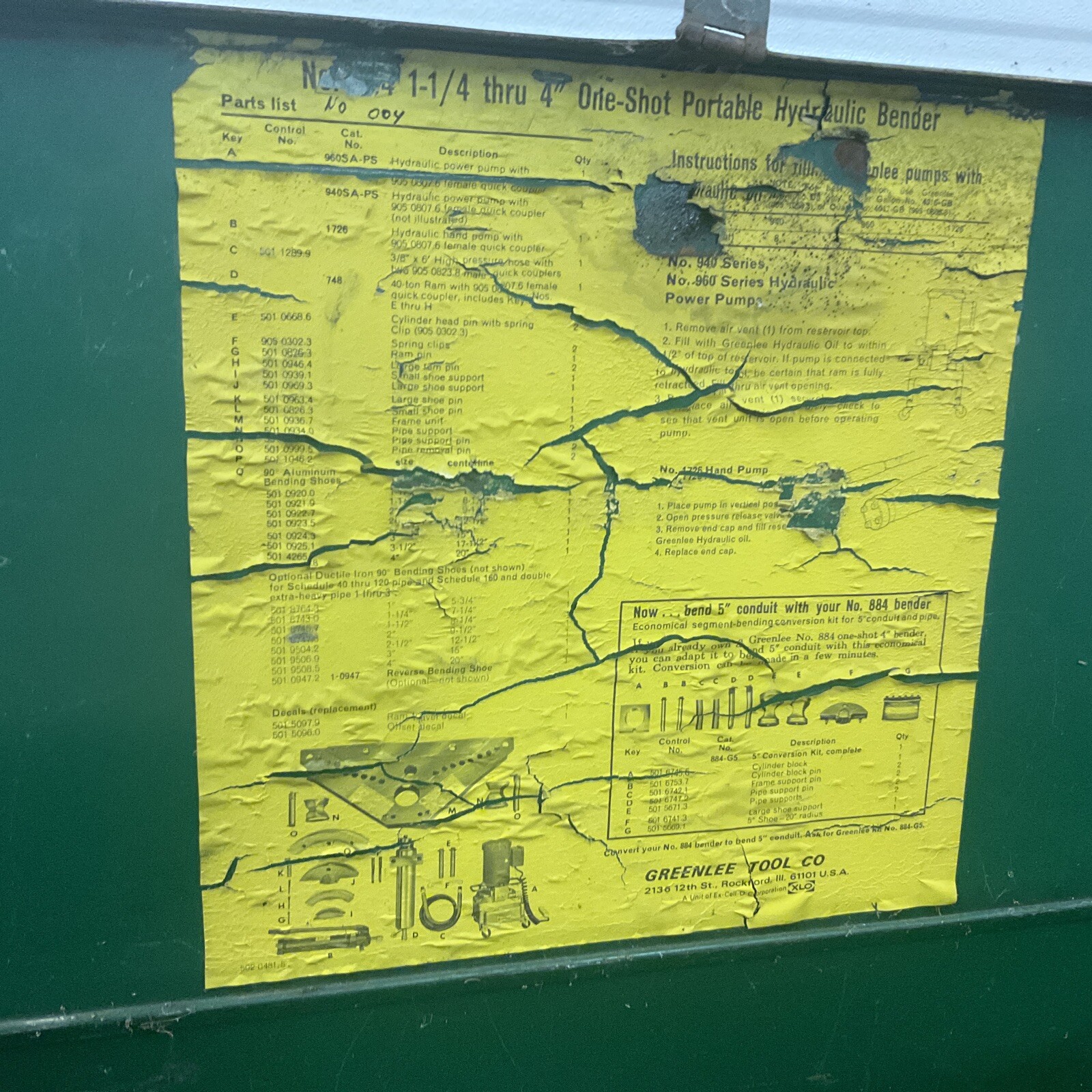 Greenlee 884 Hydraulic Bender 1 1/4 to 4" Rigid Pipe Bender | eBay