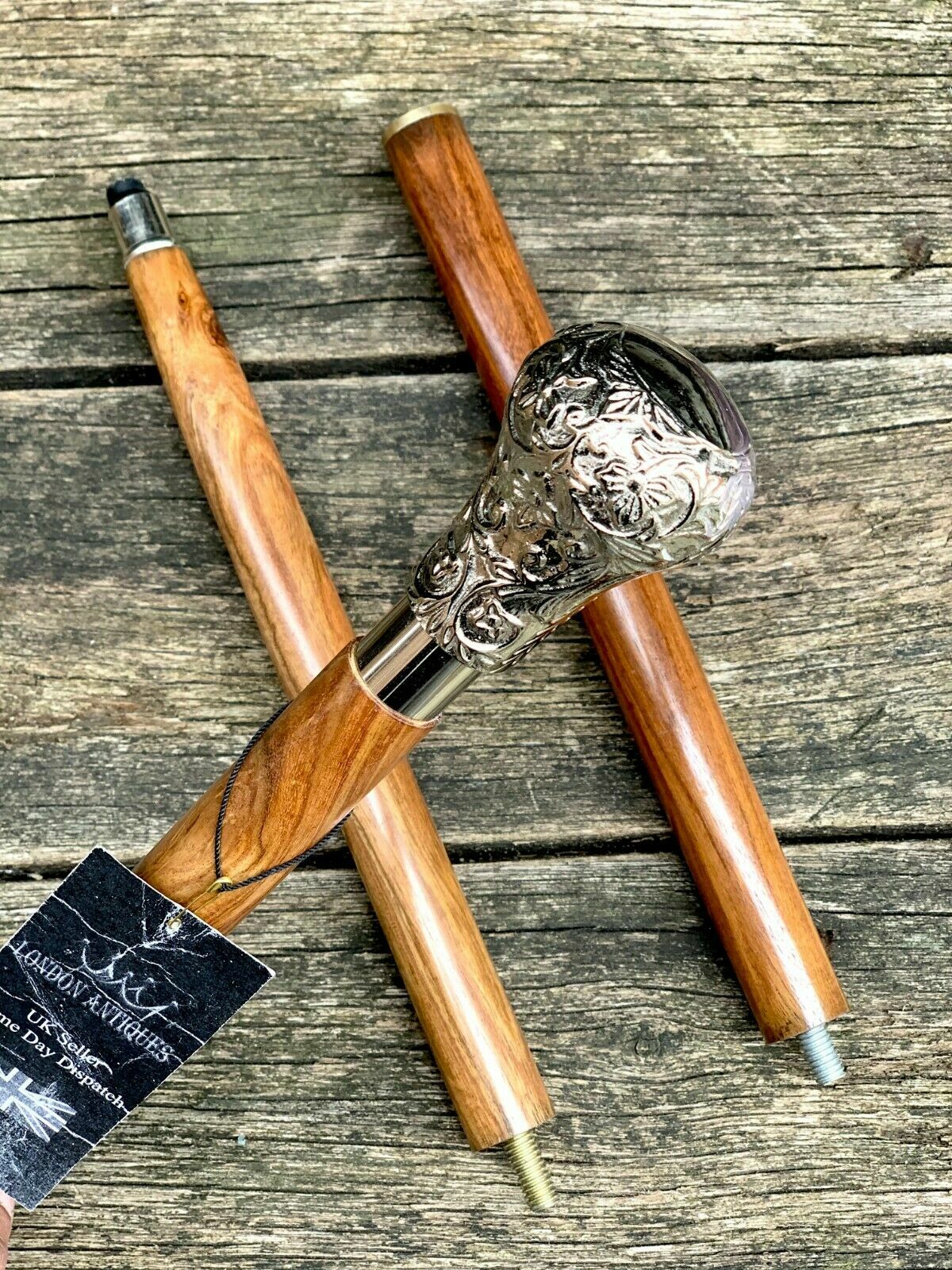 Victorian Chrome Swagger Solid Brass Head Handle Brow… - Gem