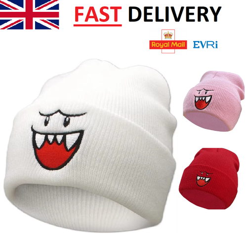 Super Mario Boo Knitted Beanie Hat Ghost Unisex One Size Winter Cosplay ...