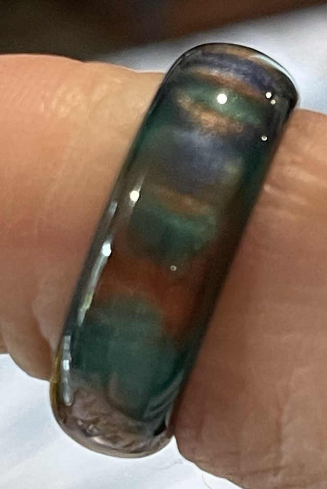 Acrylic Blue Green Ring Band Size 10 Sparkle Enamel Multi Strands Of ...
