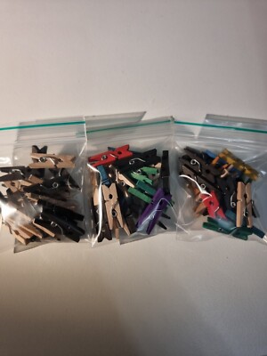 Mini Pegs 3cm Mixed Colour Small Wooden Peg Clip Clamp Wood - random ...