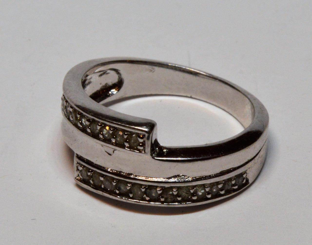 Designer stamped IBB 925 Thailand Sterling Silver w/ 24 clear stones Sz ...