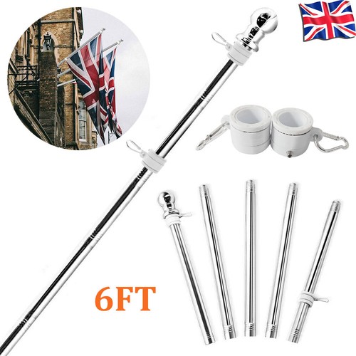6ft Adjustable Flag Pole Stainless Heavy Duty Rotating Flag Anti Tangle ...