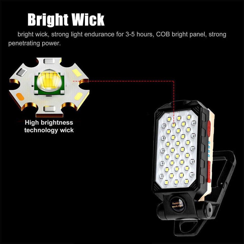 USB Rechargeable LED COB Work Light Car Garage Mechanic Flashlight ...