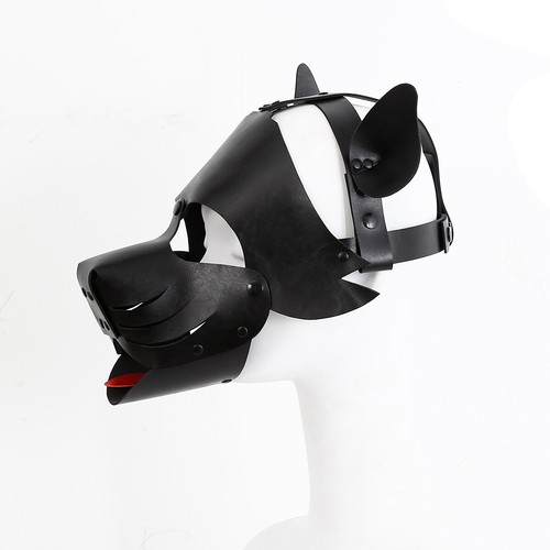 Dog Puppy Roleplay headgear Halloween Cosplay PU leather Mask Harness ...