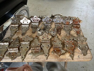 15 Original Antique B&B Ice King Ice Box Brass 7/16 Offset Hinges #431 ...