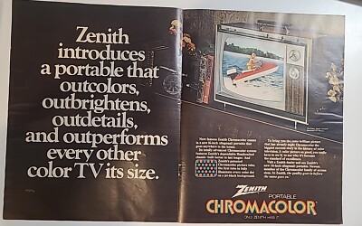 Zenith Portable Chromacolor Television 1971 Vintage PRINT AD 20x13 | eBay