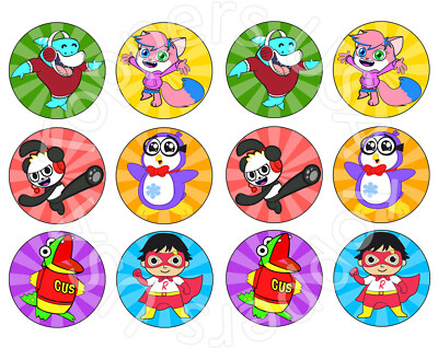 24x EDIBLE Ryan's World Circle Cupcake Cookie Toppers Wafer Paper Sheet ...