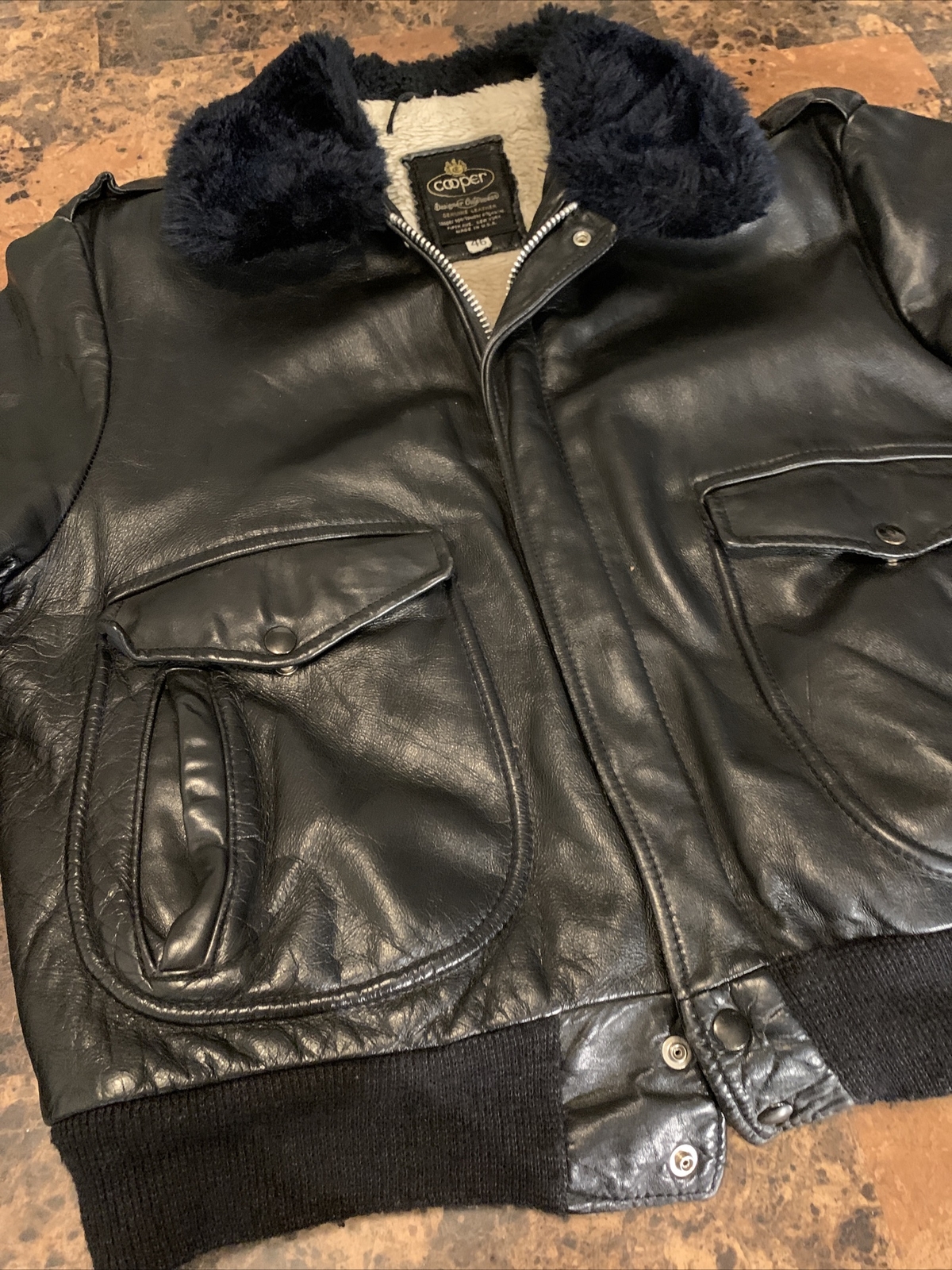 Vintage Cooper Flight USN Bomber Leather Military Jacket Made In USA ...