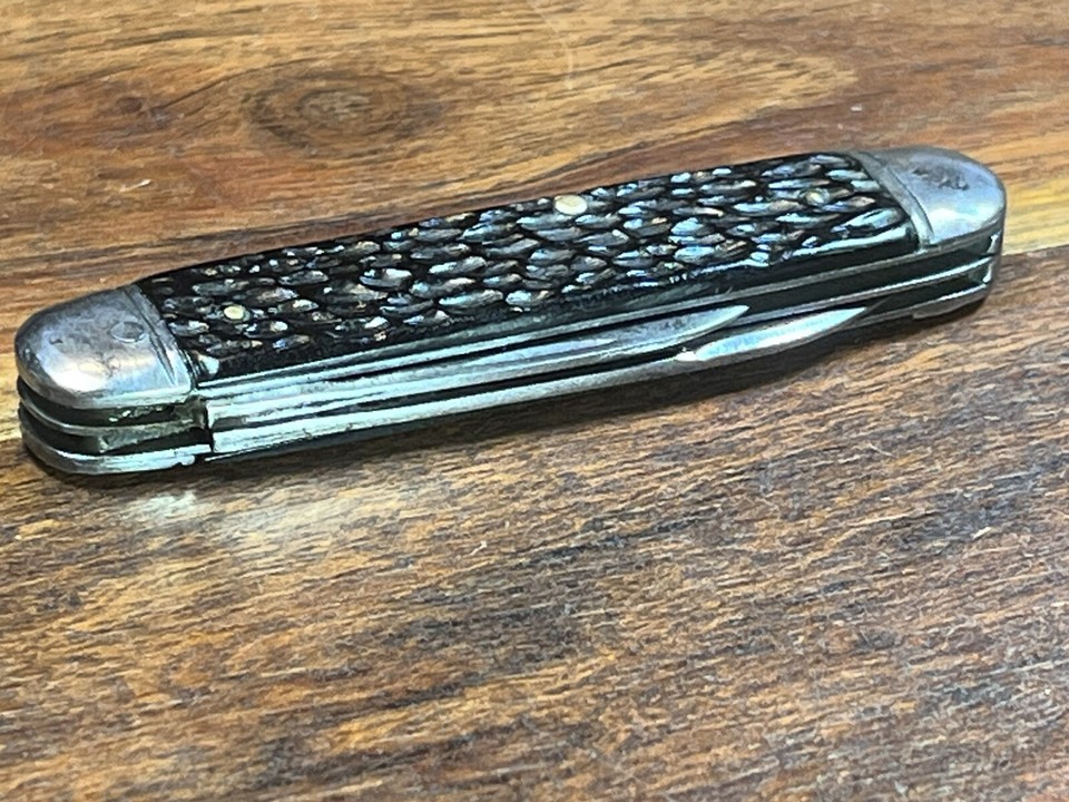 Vintage BOKER USA Black Jigged Equal End Jack Knife | eBay