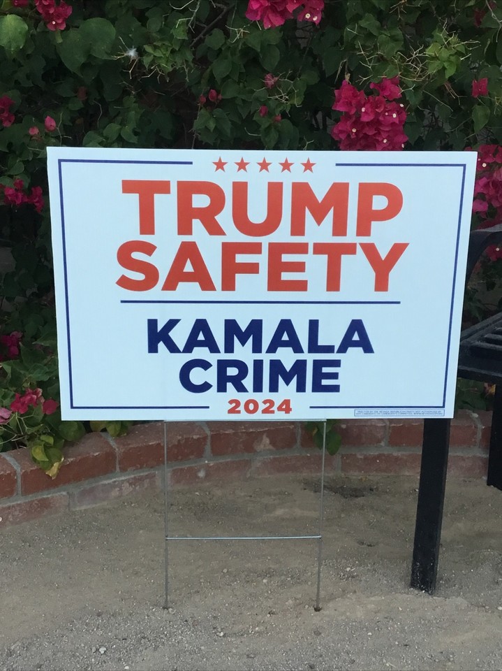 2024 Trump For President Trump Safety Kamala Crime Yard Sign with Metal ...