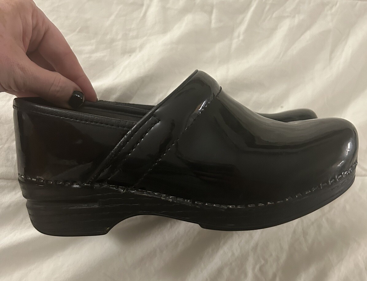 Dansko Women's Glossy Black Patent Shiny Leather Clogs Size 37 US 7 | eBay