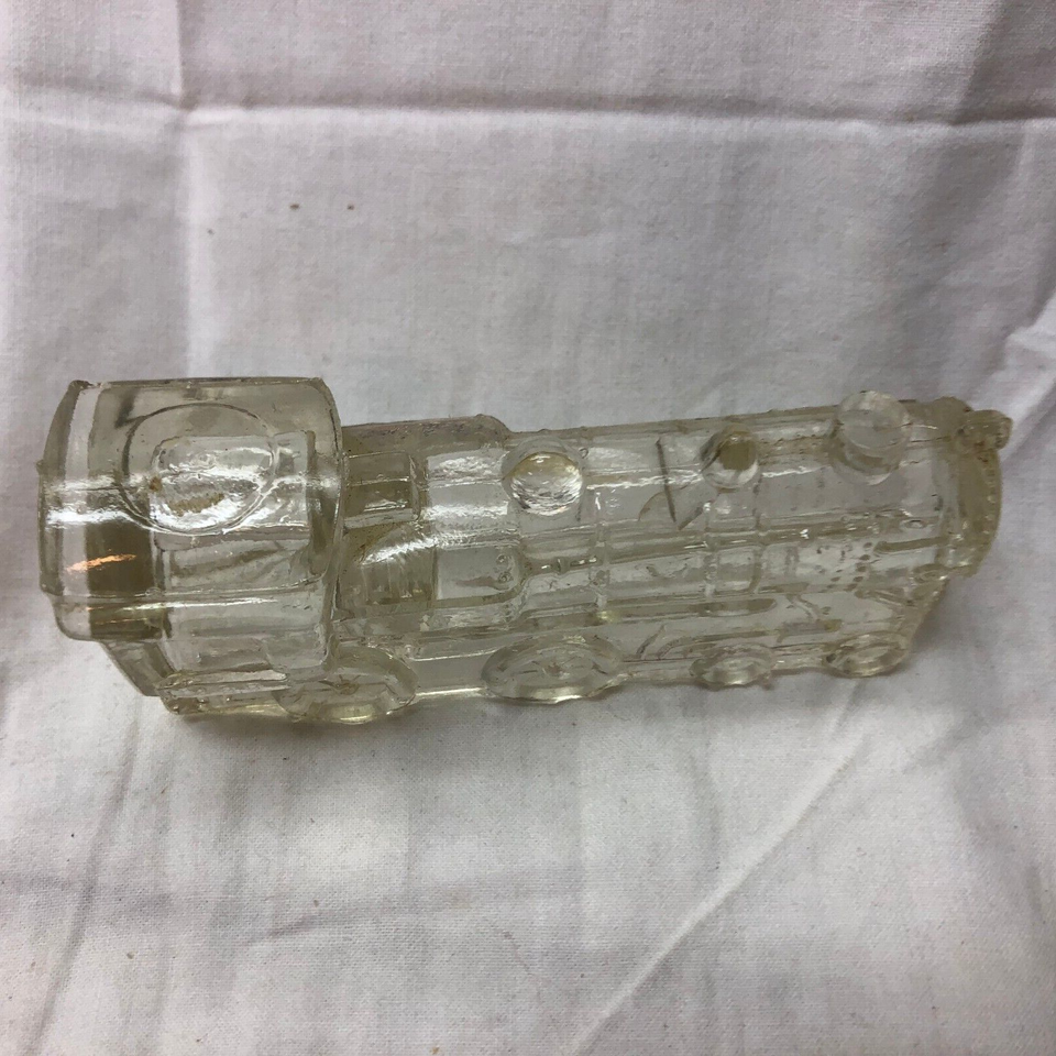 Vintage Glass Train Engine Candy Container Locomotive Rail Road 4 1/2 ...