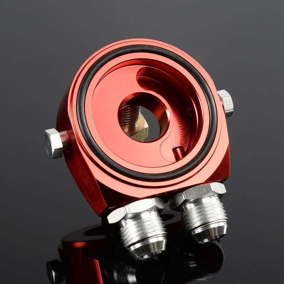 New Aluminum Oil Filter/Cooler Sandwich AN10 Block Adapter Gauge Sensor ...