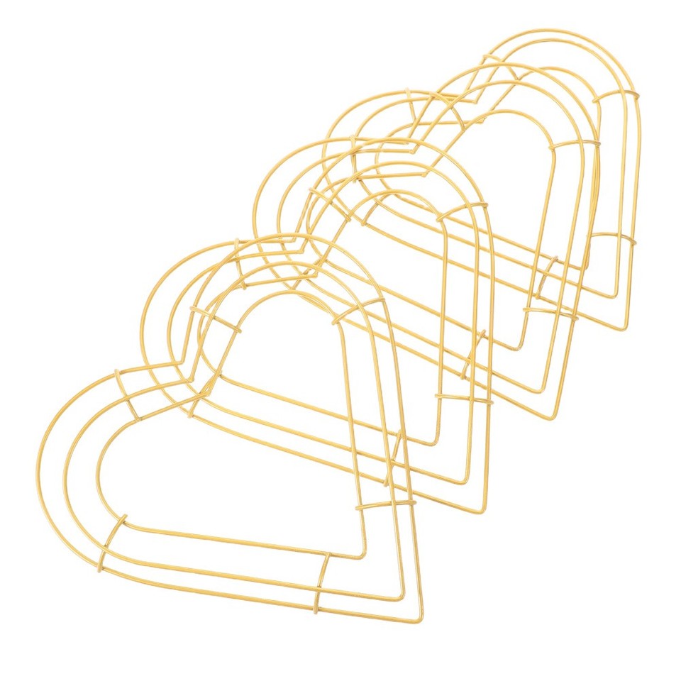 4pcs Heart Shaped Wire Wreath Frame - 20cm/8in Metal Floral Hoop Frame ...