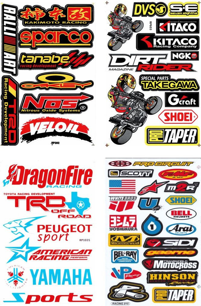 Slick Sponsor Logo Stickers Motorbikes, Cars & RC - Mega Value Pack 4 ...