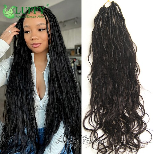 Body Wave Pre Looped Crochet Boho Locs With Human Hair Curls Dreadlocks ...