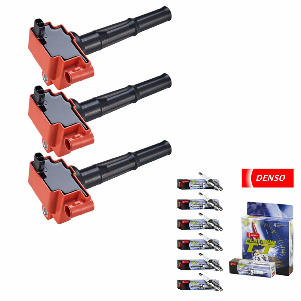 Direct Fit Red Ignition Coils + DENSO 4503 Spark Plug For 1995-2004 ...