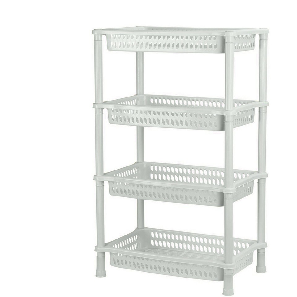 4 TIER VEGETABLE FRUIT STORAGE BASKET RACK KITCHEN UTILITY STACKING ...