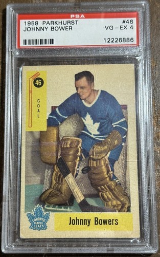 1958-59 Parkhurst #46, Johnny Bower PSA 4, Hockey Card, Toronto Maple ...