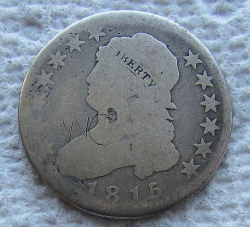 1815 25C Capped Bust Quarter Large Diameter Rare Key Date Cleaned ...